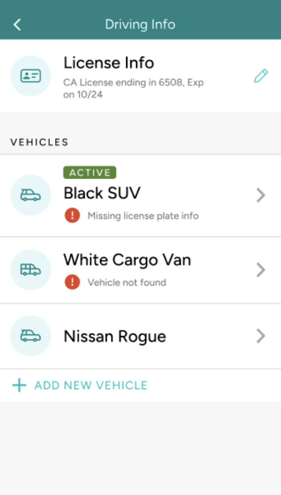 Uploading Vehicle Info & Adding Multiple Vehicles to Your Driver Profile